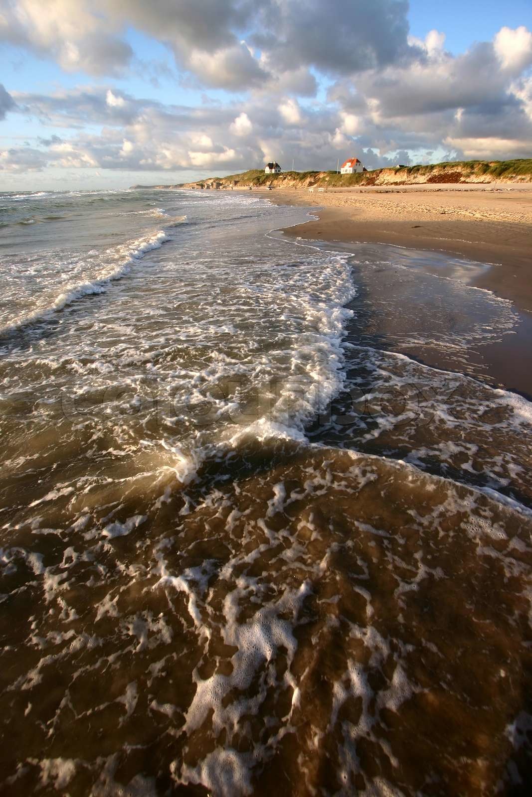 summer in denmark:beach of loekken, people on the beach | Stock image ...