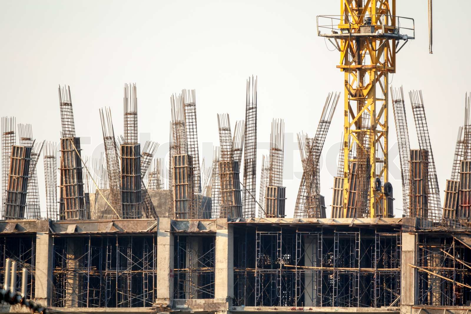 Rebar column in construction site | Stock image | Colourbox