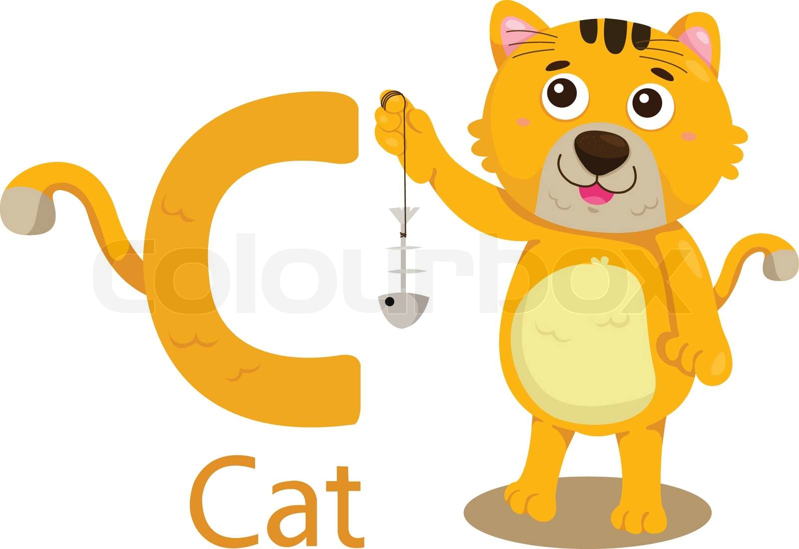 illustration of isolated animal alphabet C for Cat on white | Stock ...