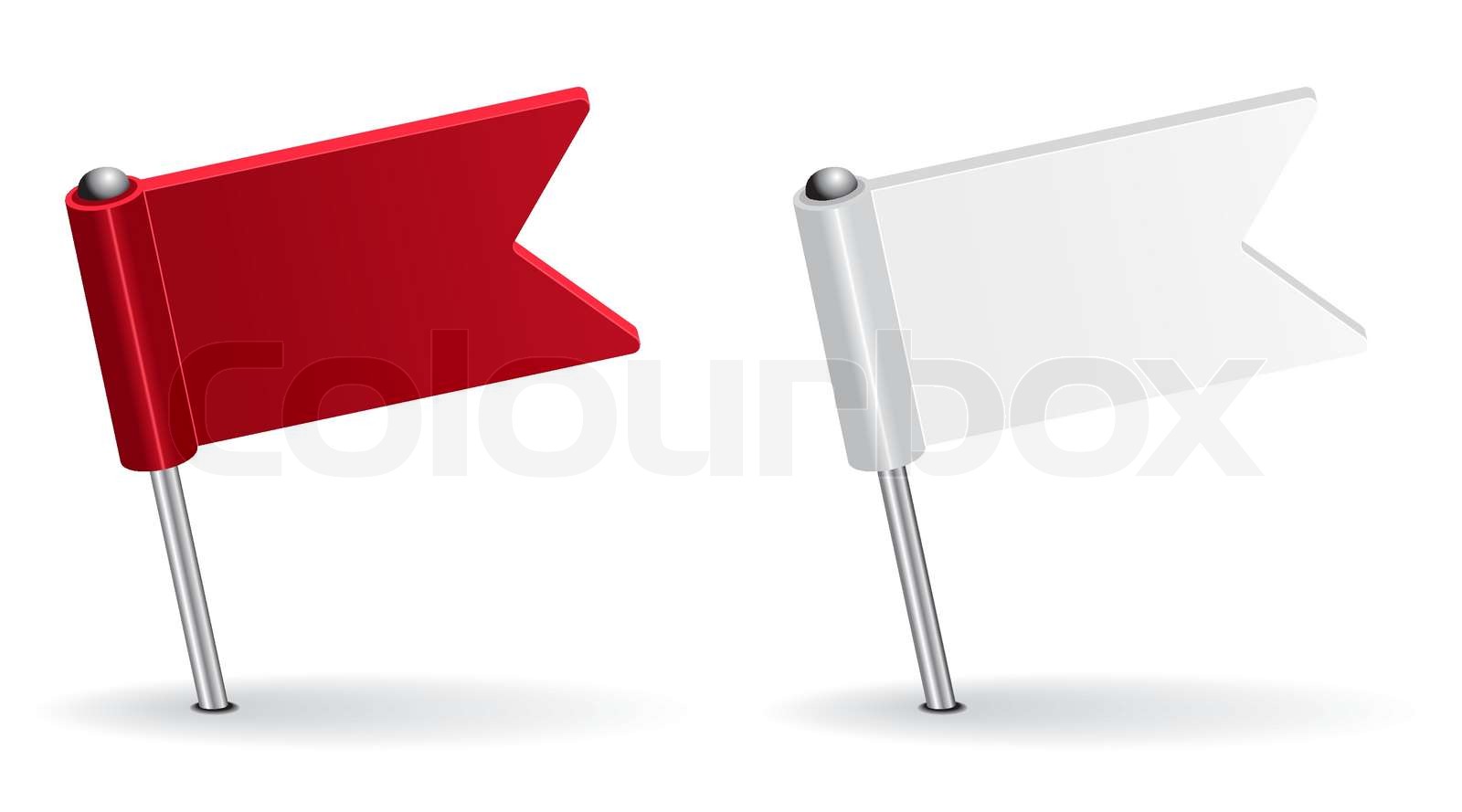 Red and white pin icon flag. Vector illustration | Stock vector | Colourbox