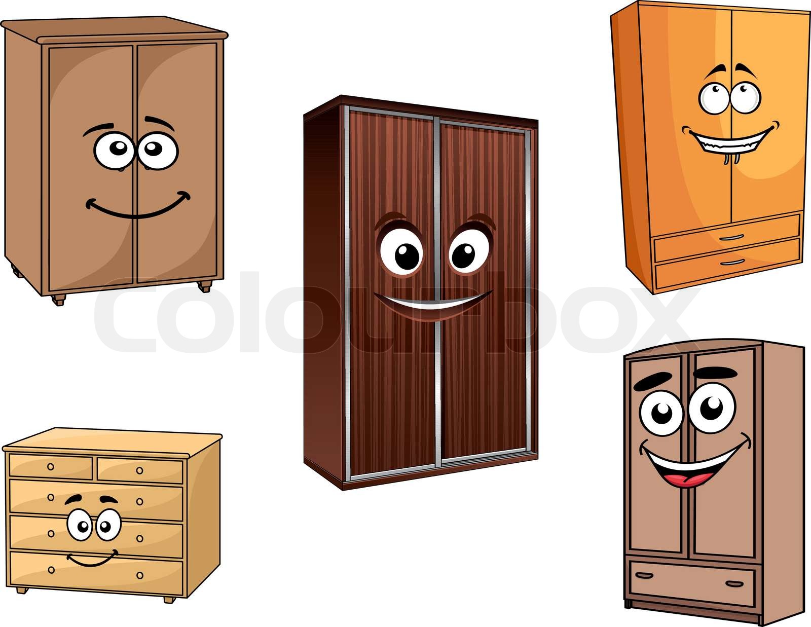 Smiling cartoon cupboards set | Stock vector | Colourbox