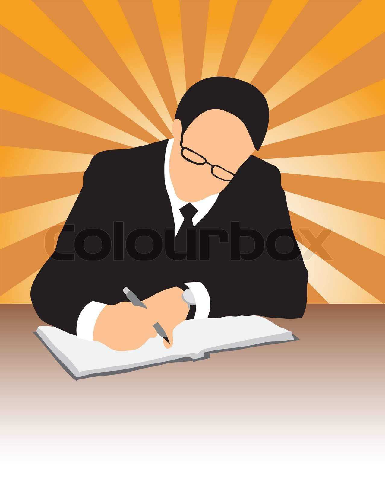 Business man signing a contract papers | Stock vector | Colourbox
