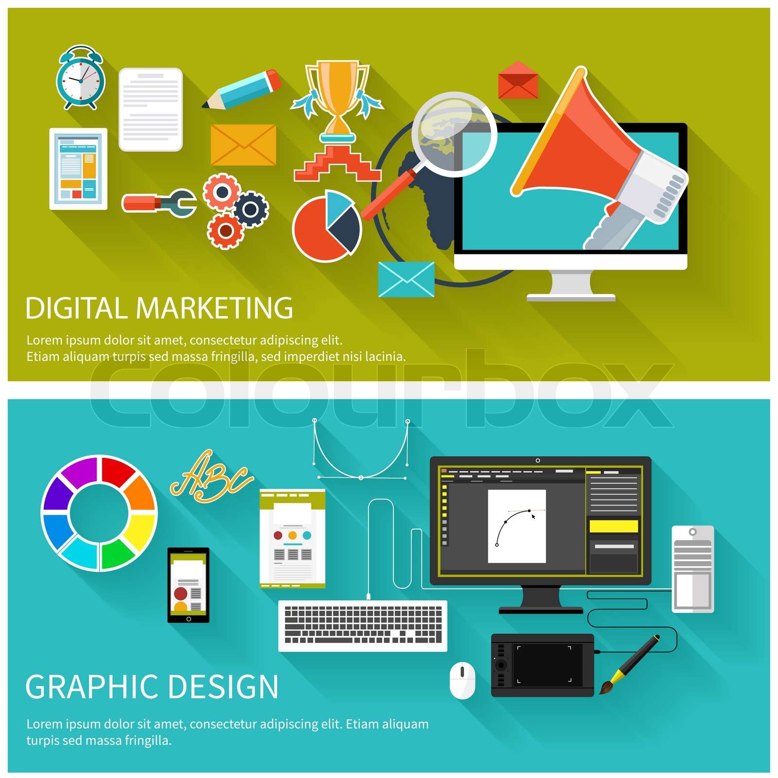 Digital marketing concept. Graphic design | Stock vector | Colourbox