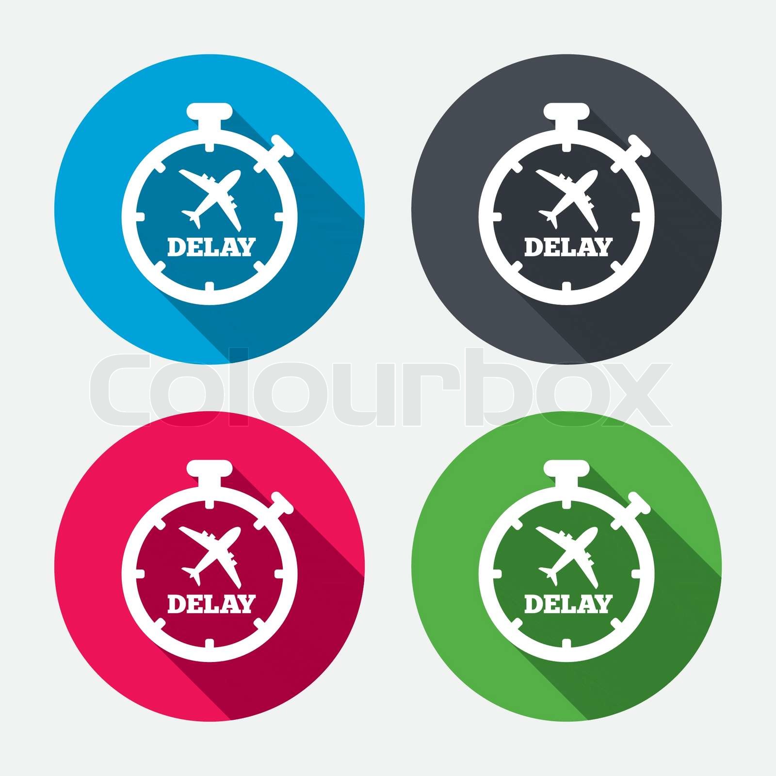 Delayed flight sign icon. Airport delay symbol. | Stock vector | Colourbox