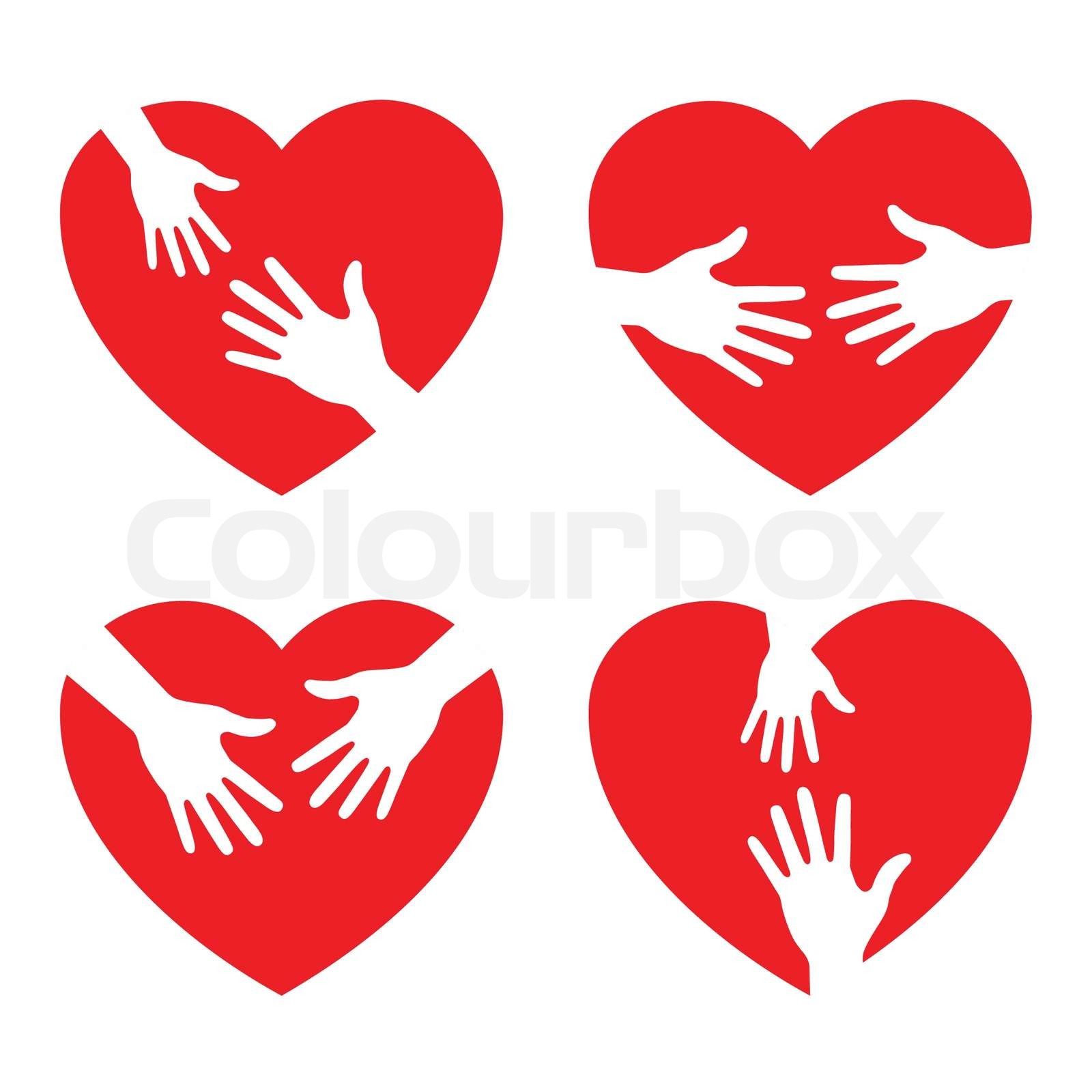 Set of heart icon with caring hands | Stock vector | Colourbox