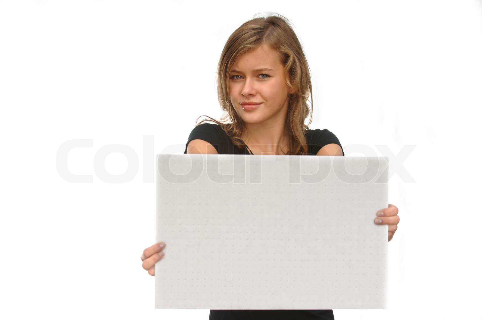 Stunning Teen Model with Message Board | Stock image | Colourbox