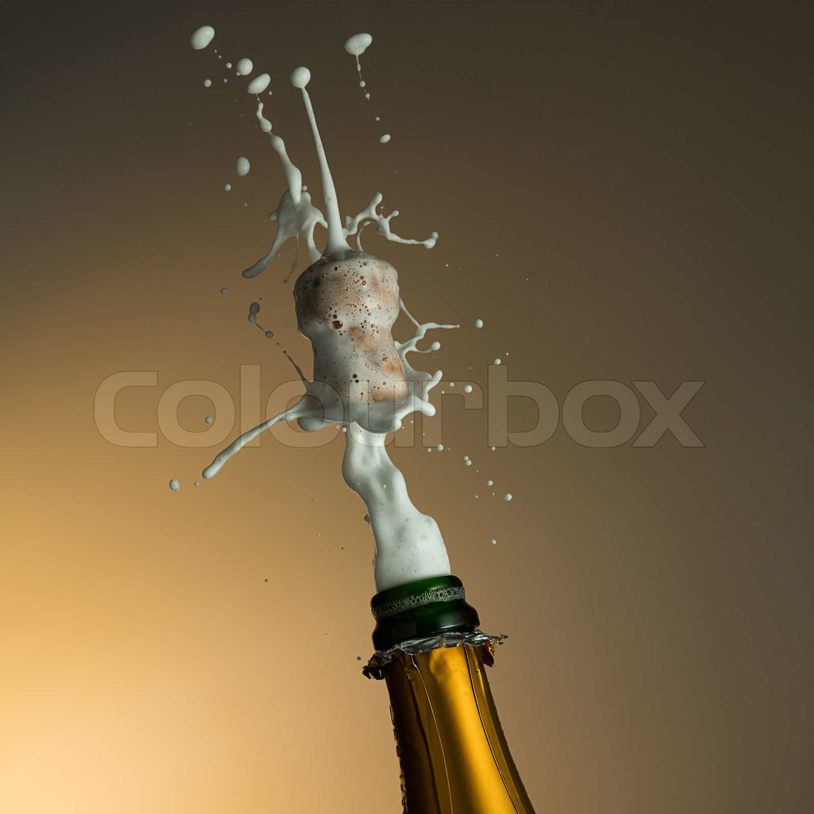 explosion of champagne bottle | Stock image | Colourbox