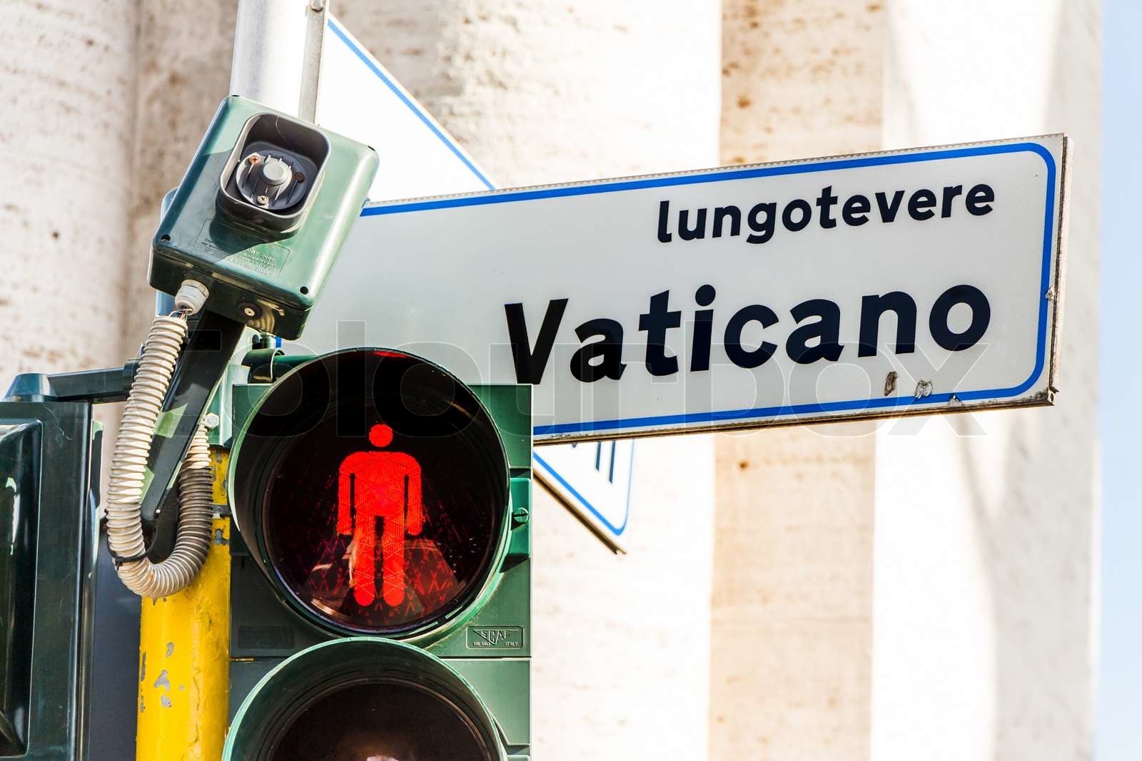 vatican street sign and traffic light | Stock image | Colourbox