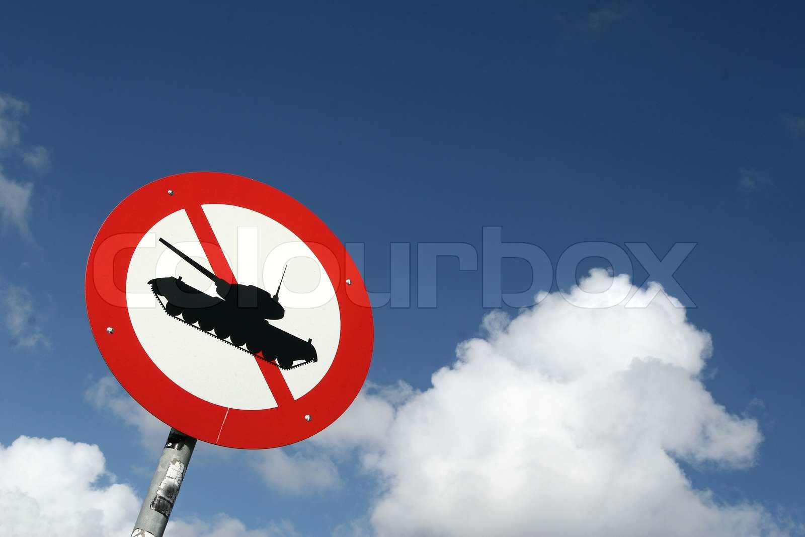 military tank traffic signs in a city | Stock image | Colourbox