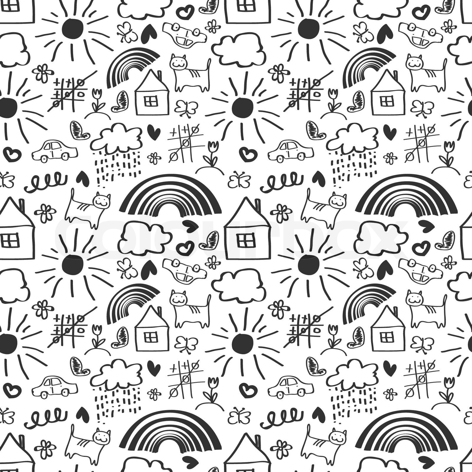 Children drawing seamless pattern | Stock vector | Colourbox