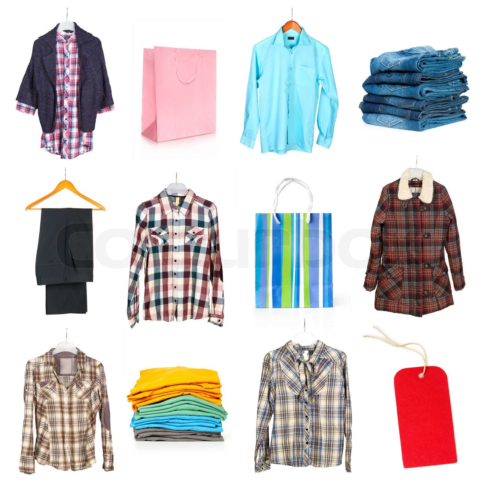 clothes collection isolated on white | Stock image | Colourbox