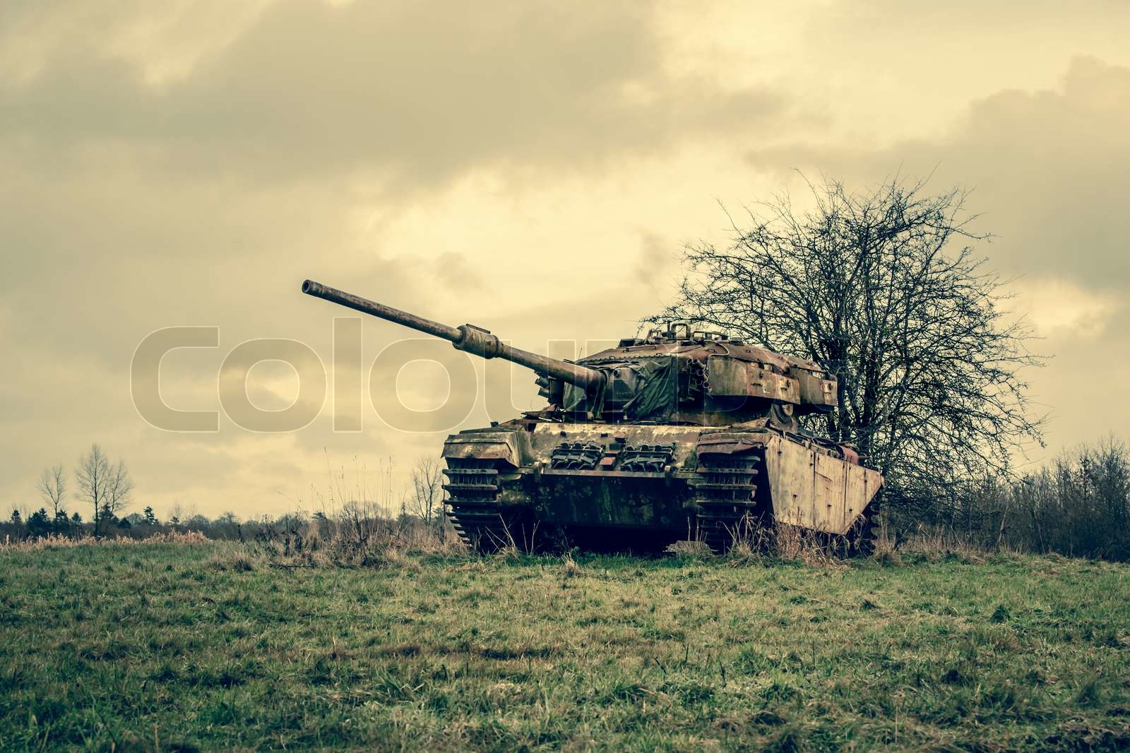 Tank on a battelfield | Stock image | Colourbox