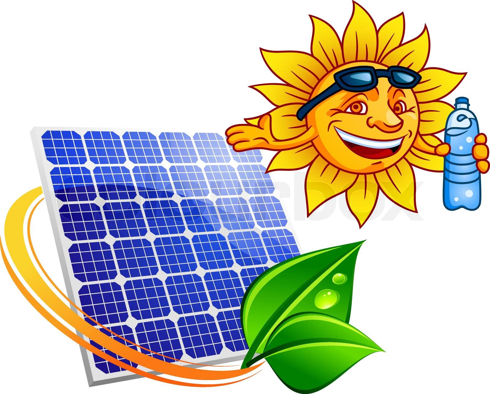 Solar panel with cartoon sun eco concept | Stock vector | Colourbox