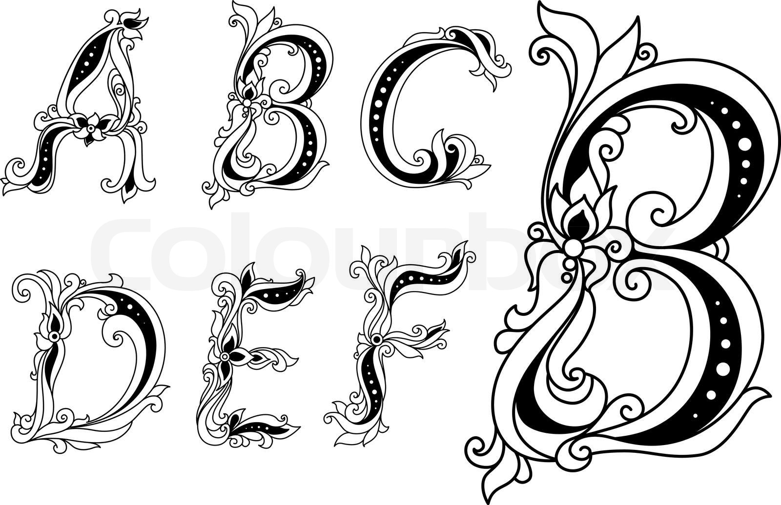 Outline floral font | Stock vector | Colourbox