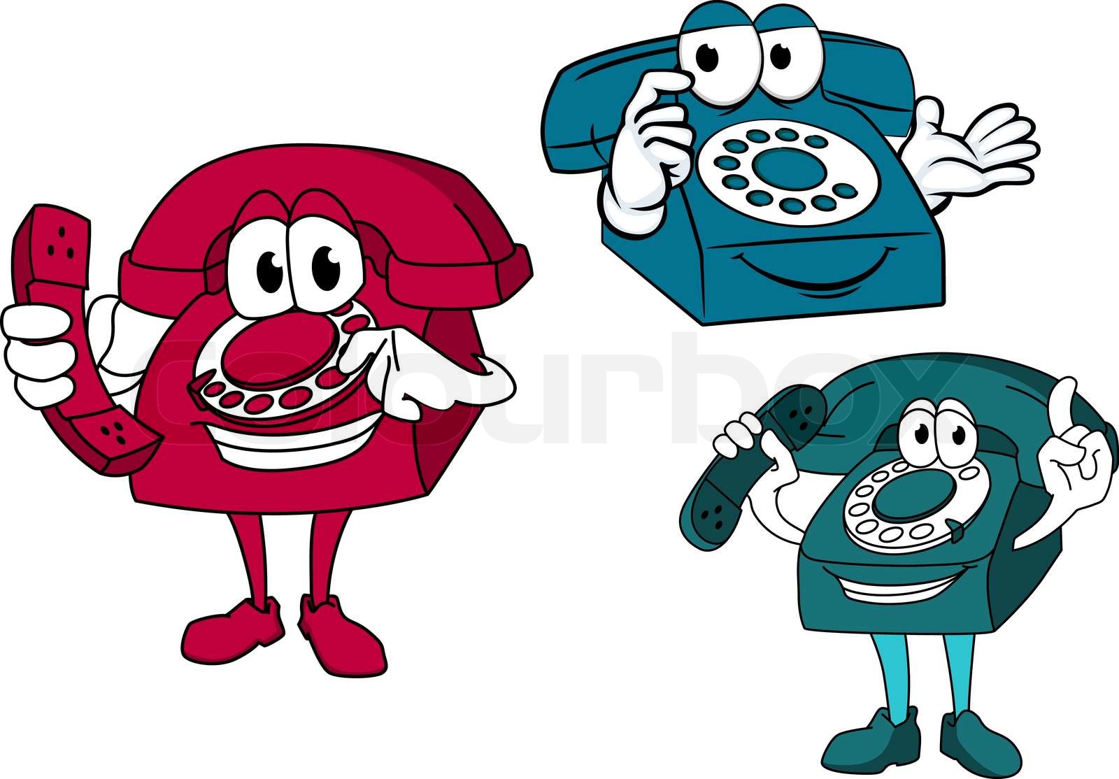 Cartoon dial telephone characters | Stock vector | Colourbox