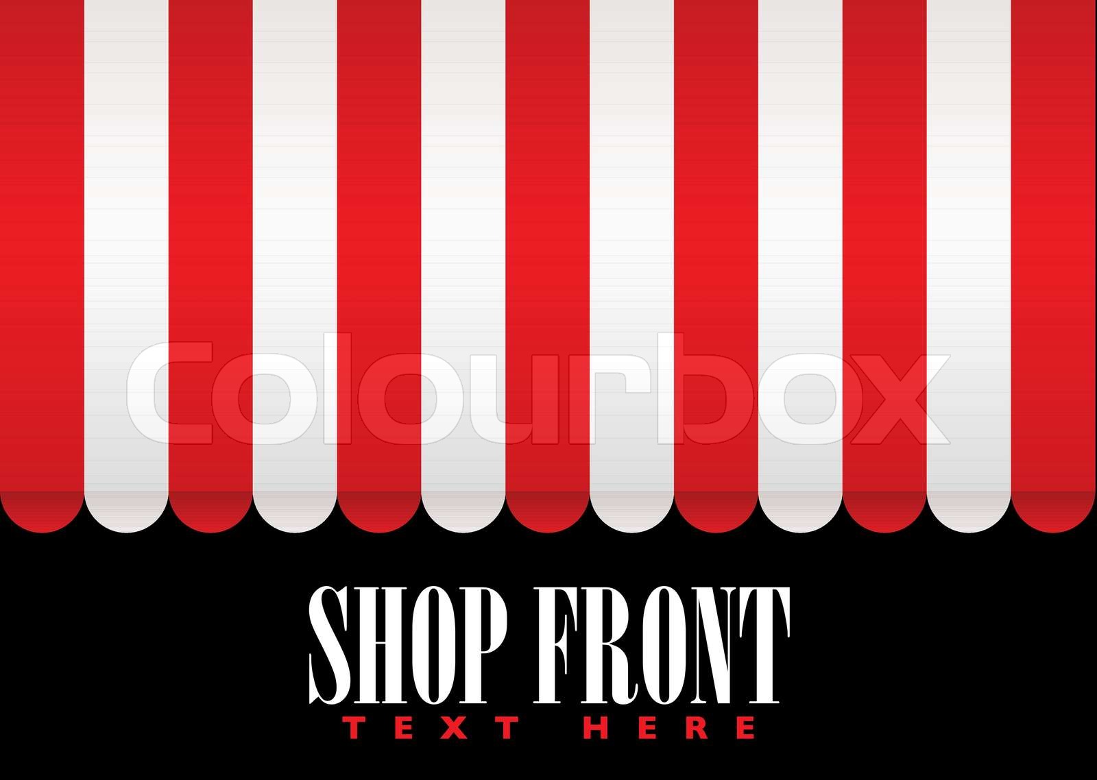 Red and white strip shop awning with space for company name | Stock ...