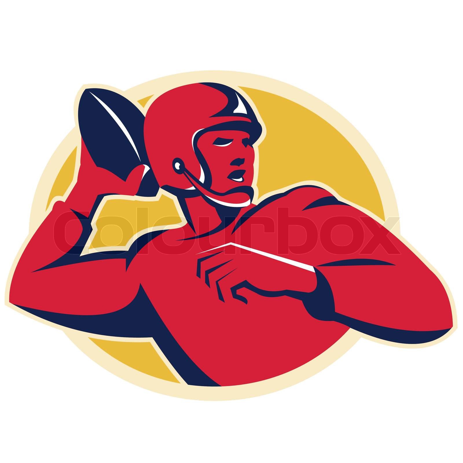 american quarterback football player passing | Stock vector | Colourbox