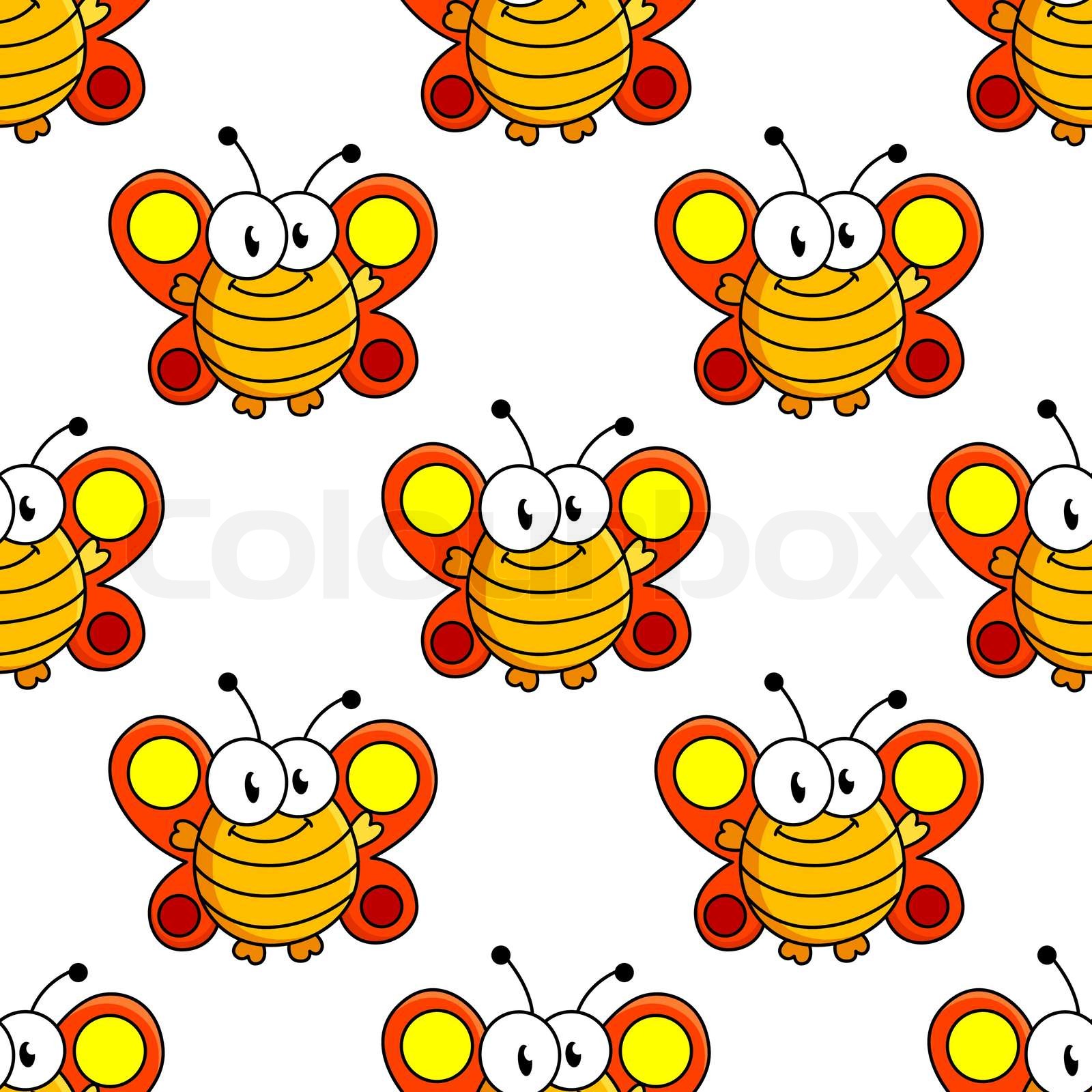 Cartoon butterfly seamless pattern | Stock vector | Colourbox