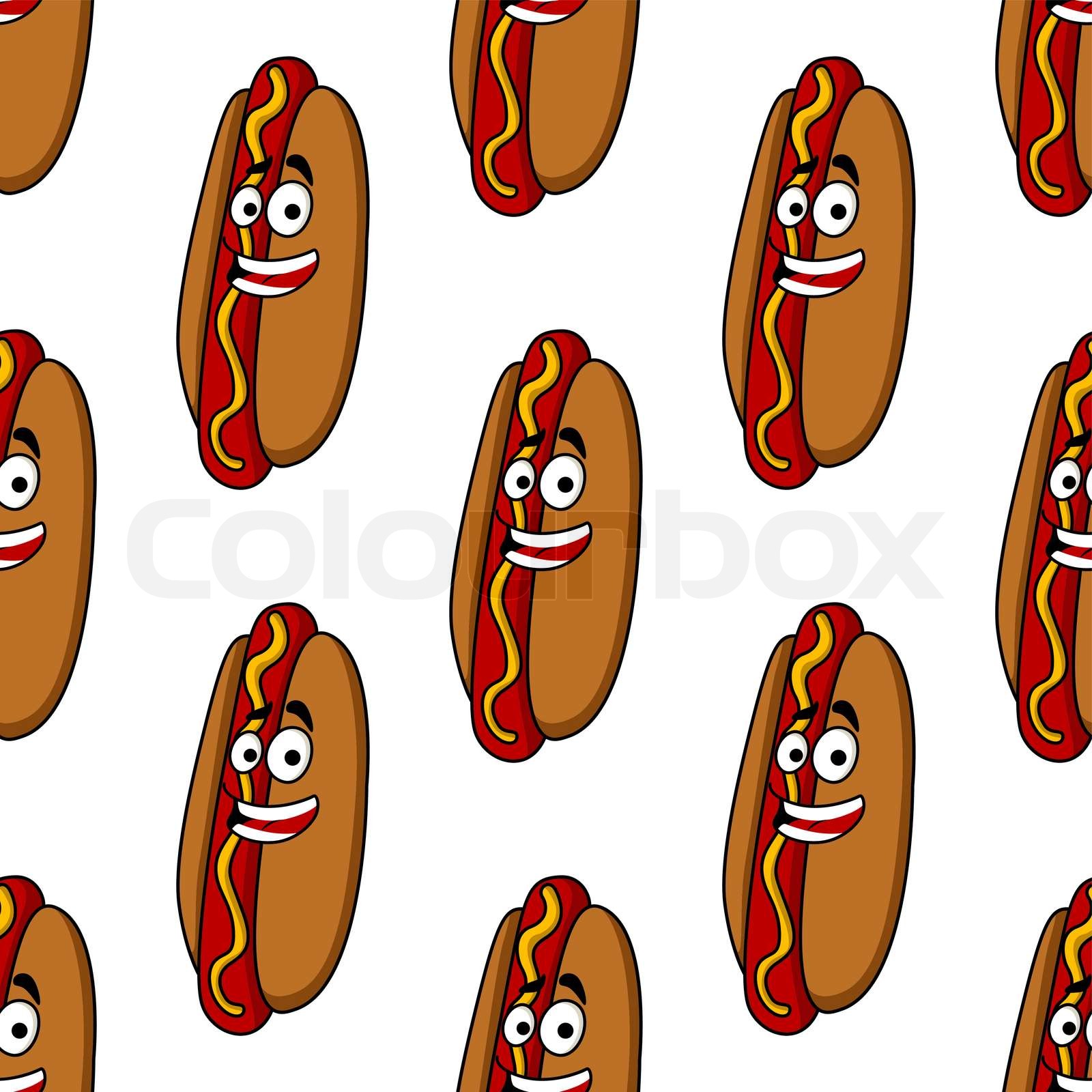 Smiling hot dog seamless pattern | Stock vector | Colourbox