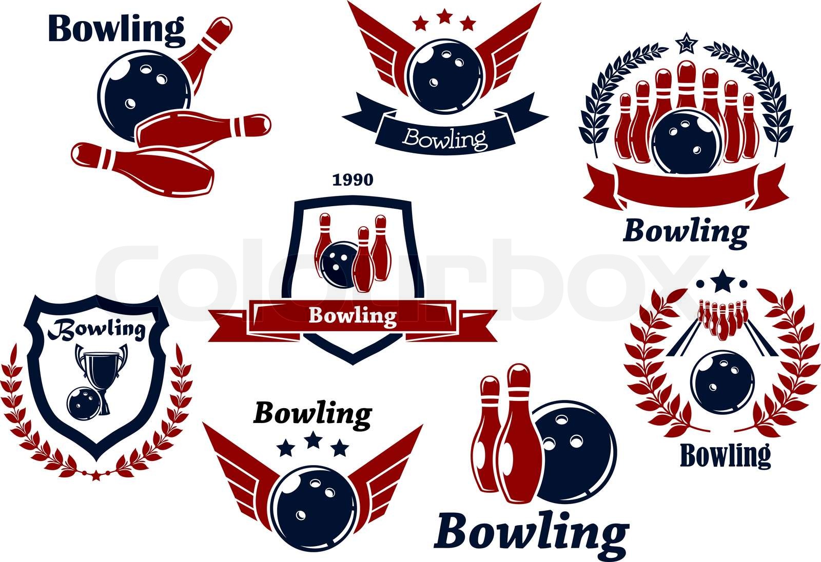 Bowling sports emblems and symbols | Stock vector | Colourbox