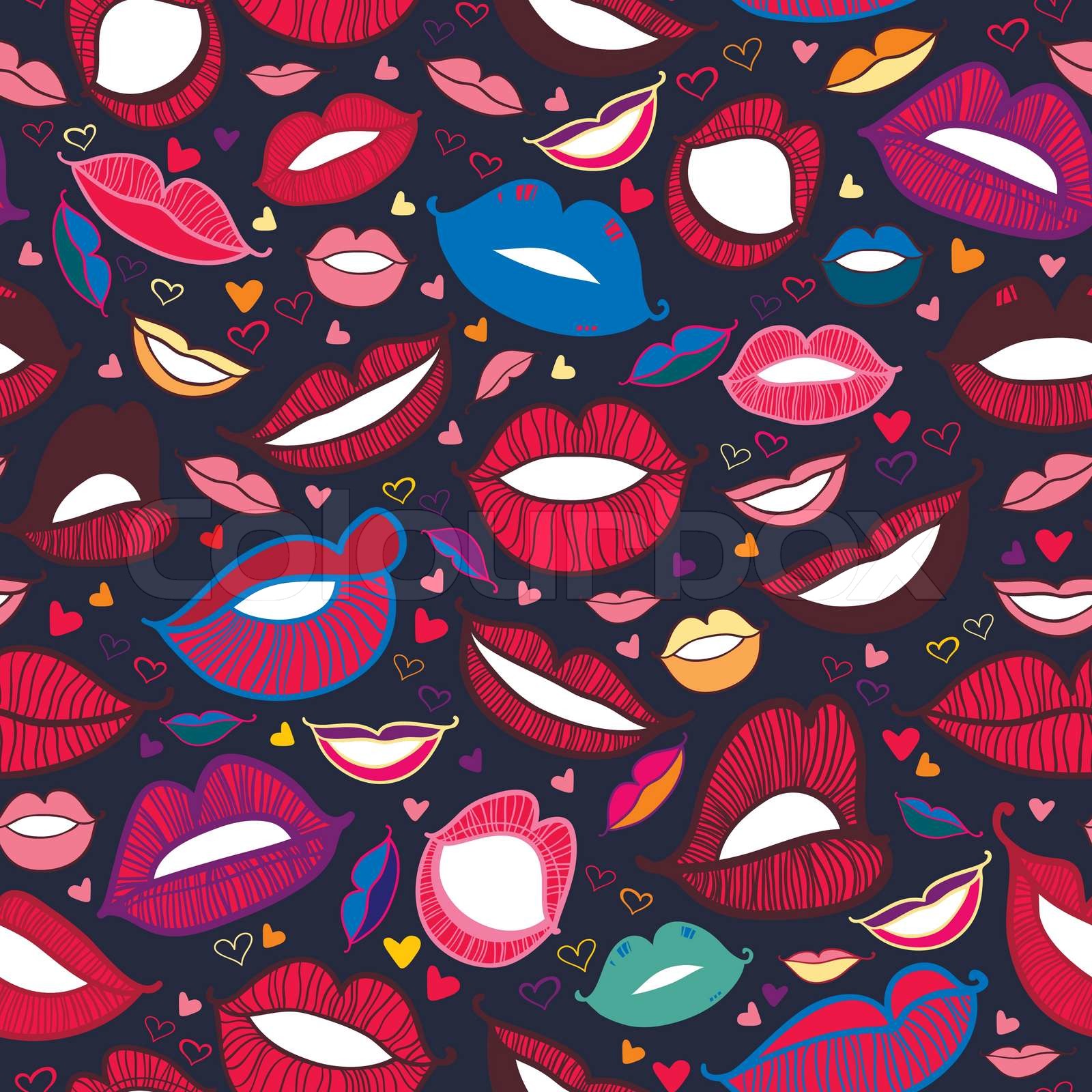 Lips Vector Seamless Pattern | Stock vector | Colourbox
