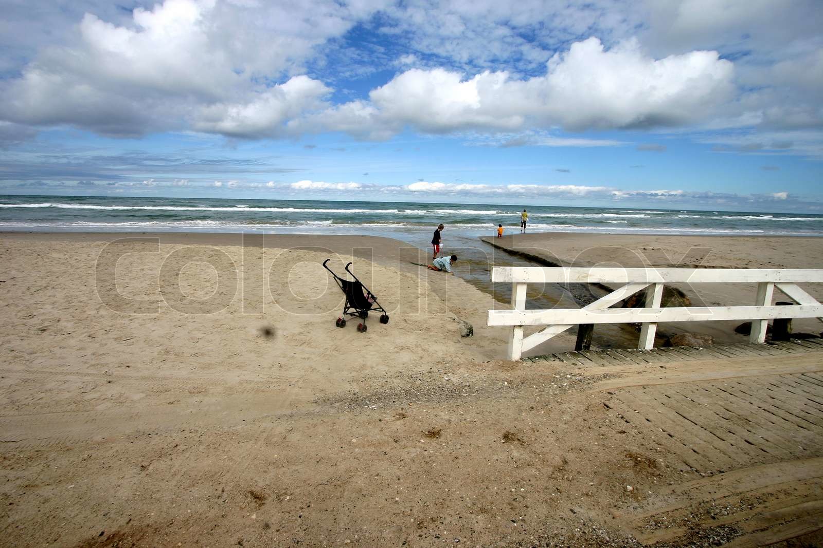 summer in denmark:beach of loekken, people on the beach | Stock image ...