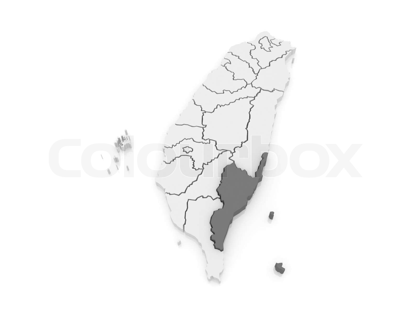 Map of Taitung County. Taiwan. | Stock image | Colourbox