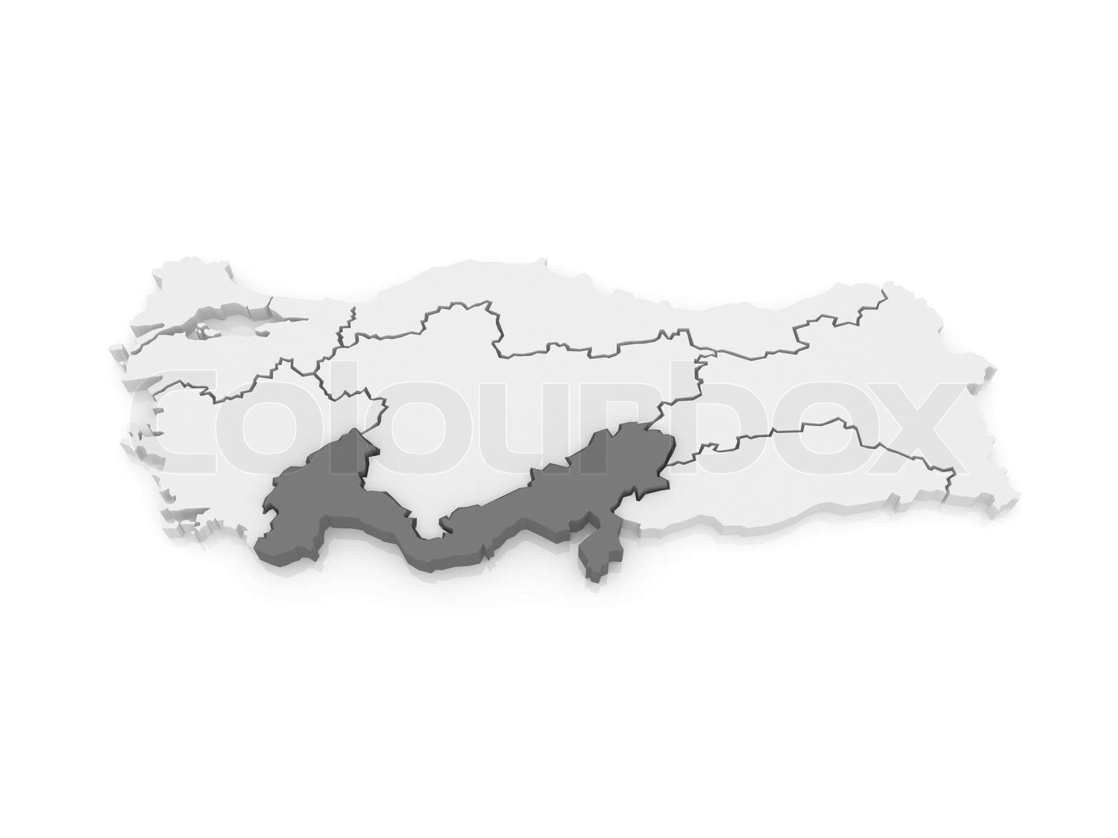Map of Mediterranean region. Turkey. | Stock image | Colourbox