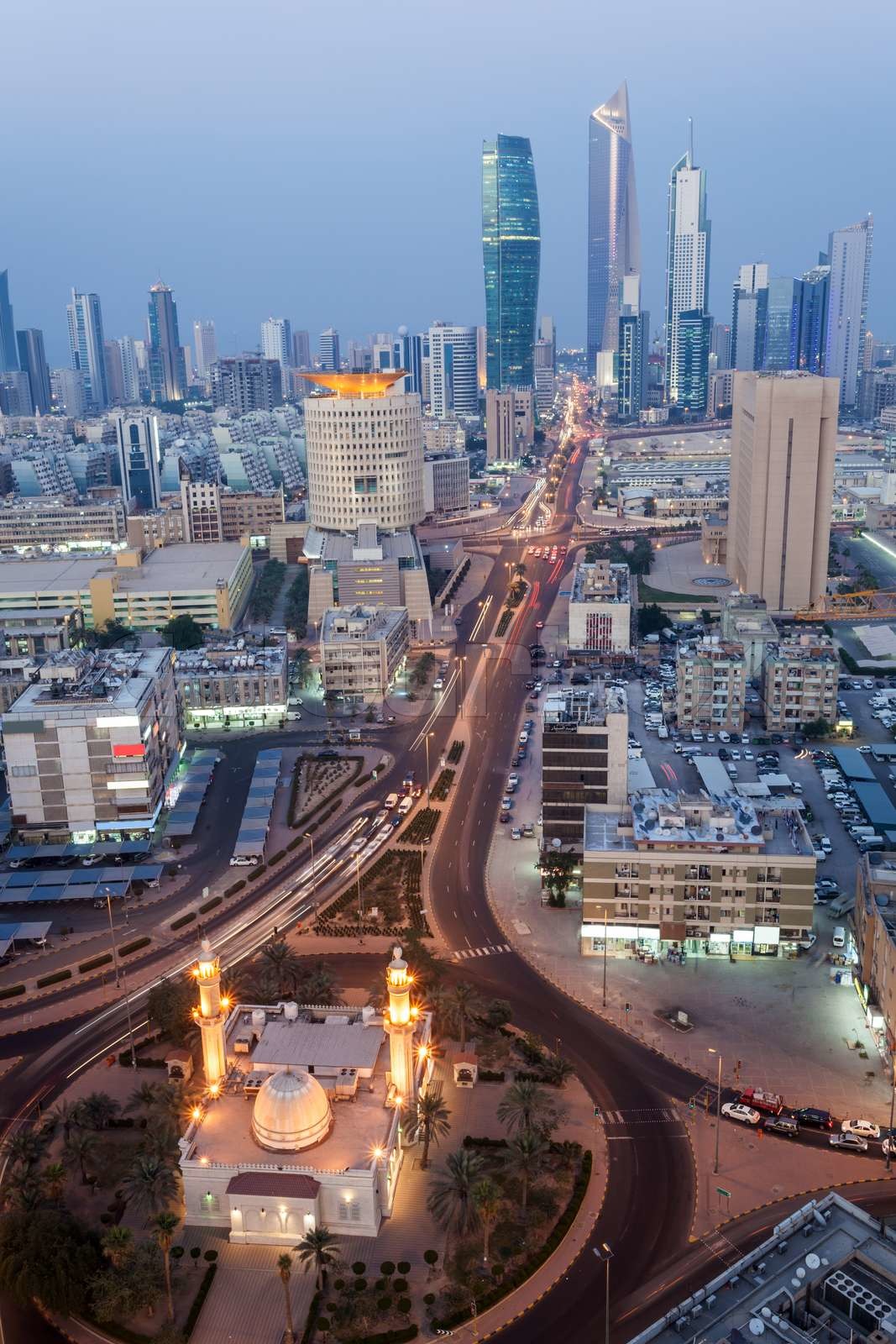 Aerial view of Kuwait City at night | Stock image | Colourbox