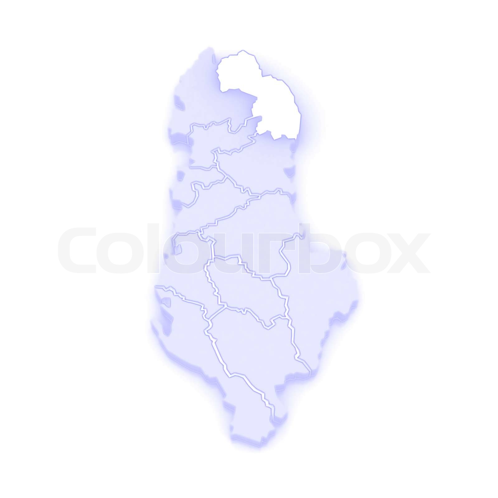 Map of Kukes. Albania. | Stock image | Colourbox