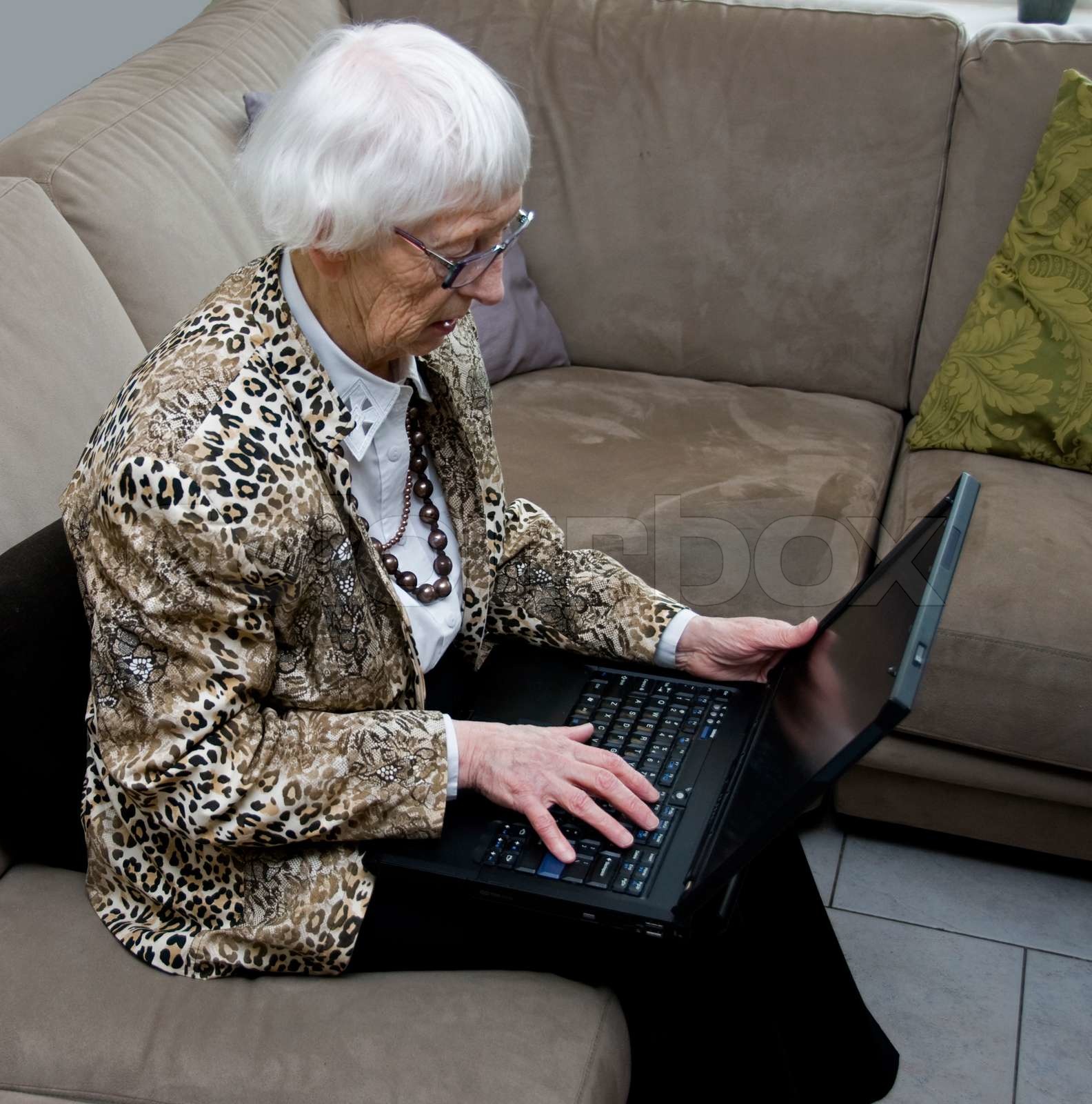 grandma older woman with laptop | Stock image | Colourbox