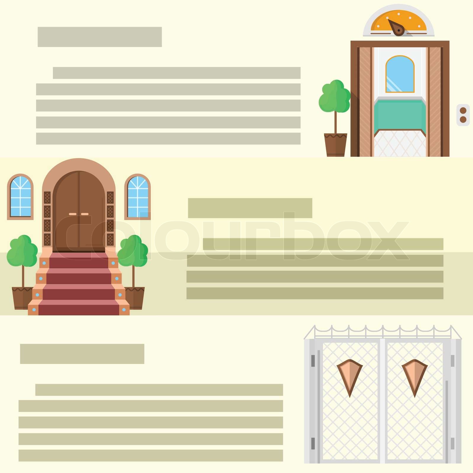 Entrance flat vector icons | Stock vector | Colourbox