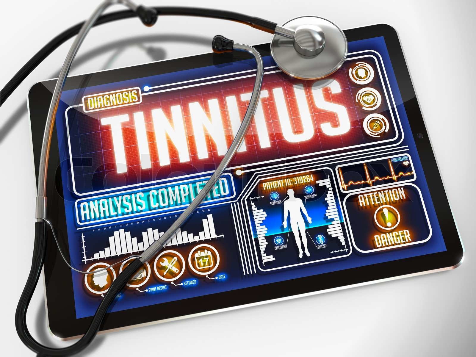 Tinnitus on the Display of Medical Tablet. | Stock image | Colourbox