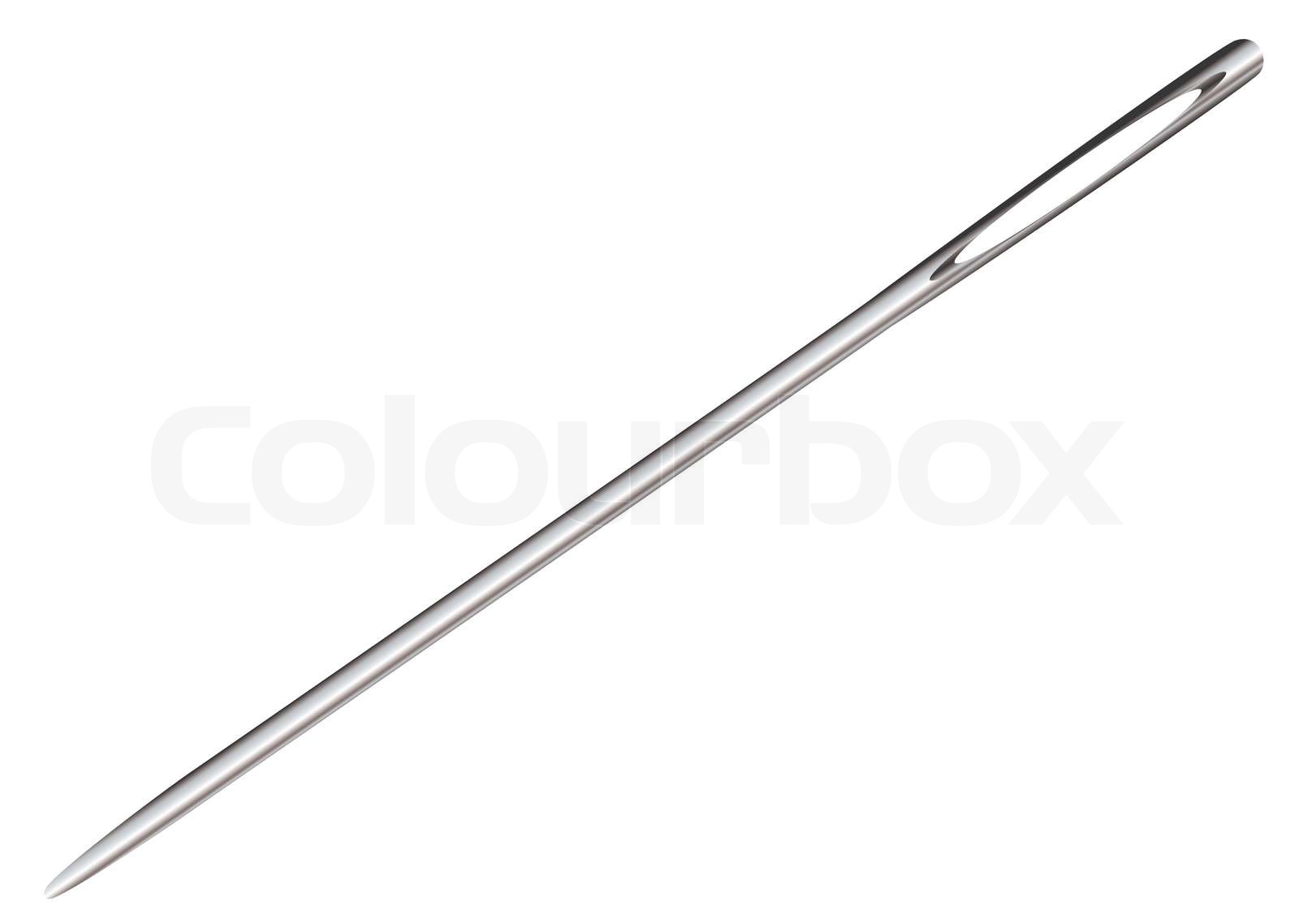 Silver metal sewing neddle with eyelet and reflection surface | Stock ...