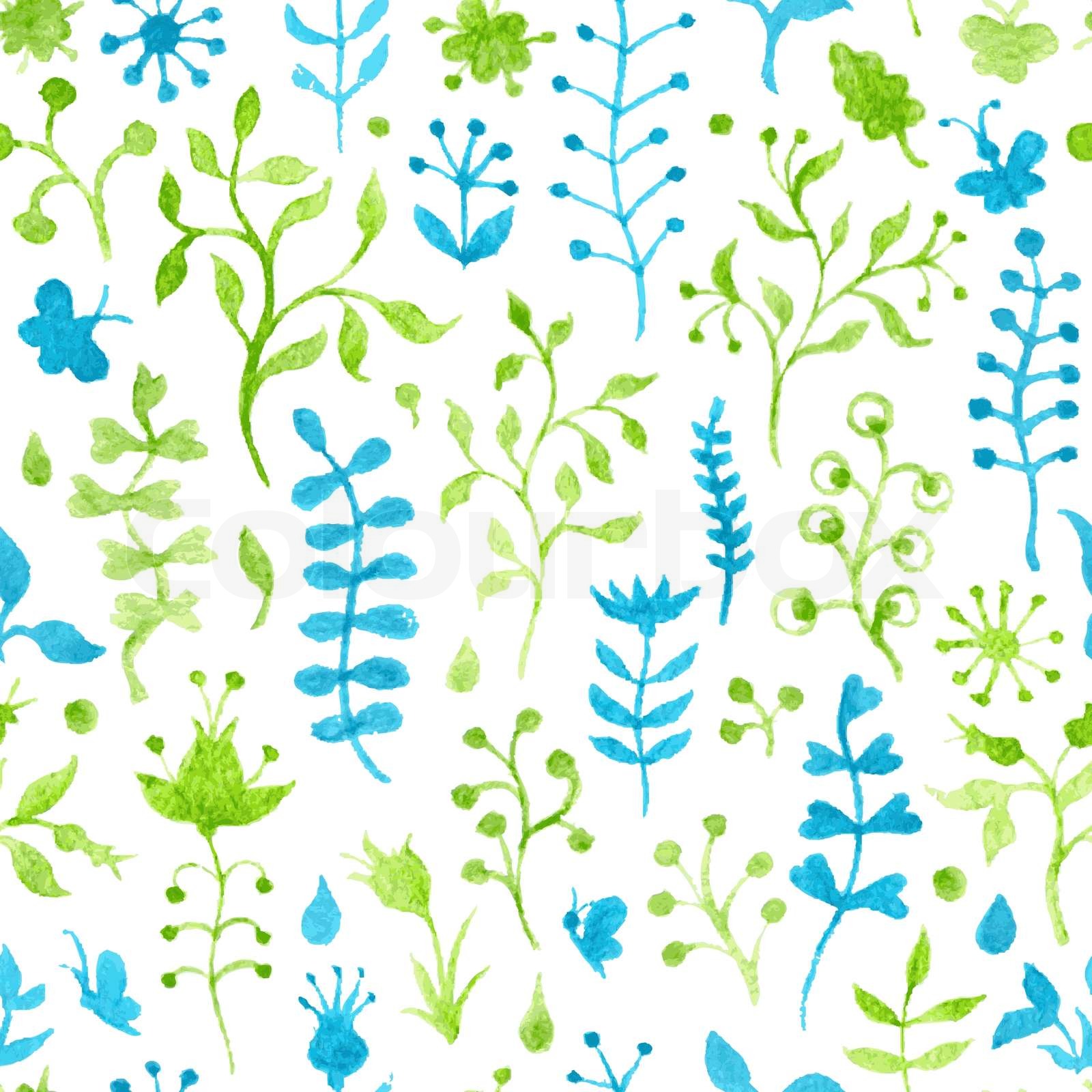 Seamless watercolor grass pattern. | Stock vector | Colourbox