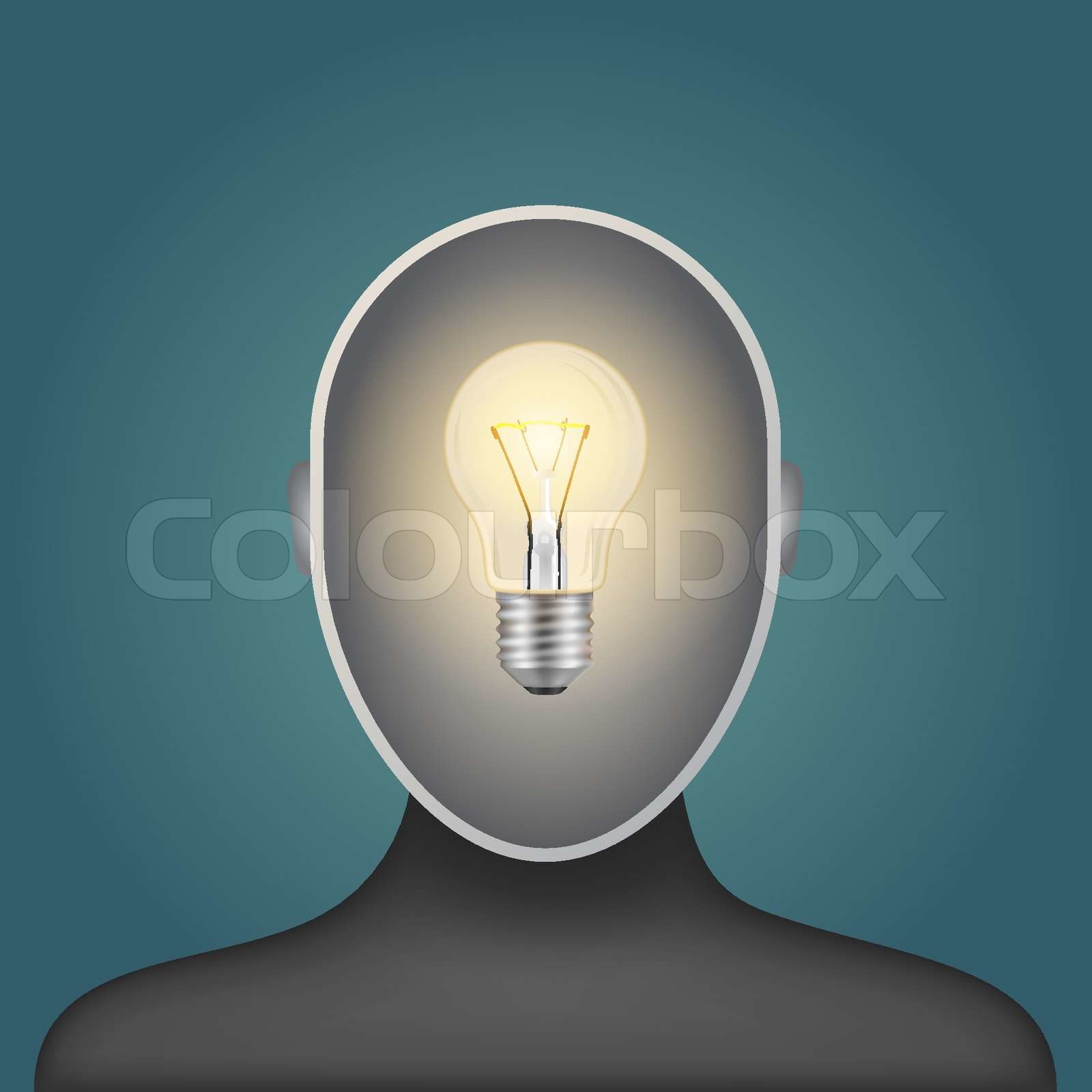 light bulb in a man head | Stock vector | Colourbox