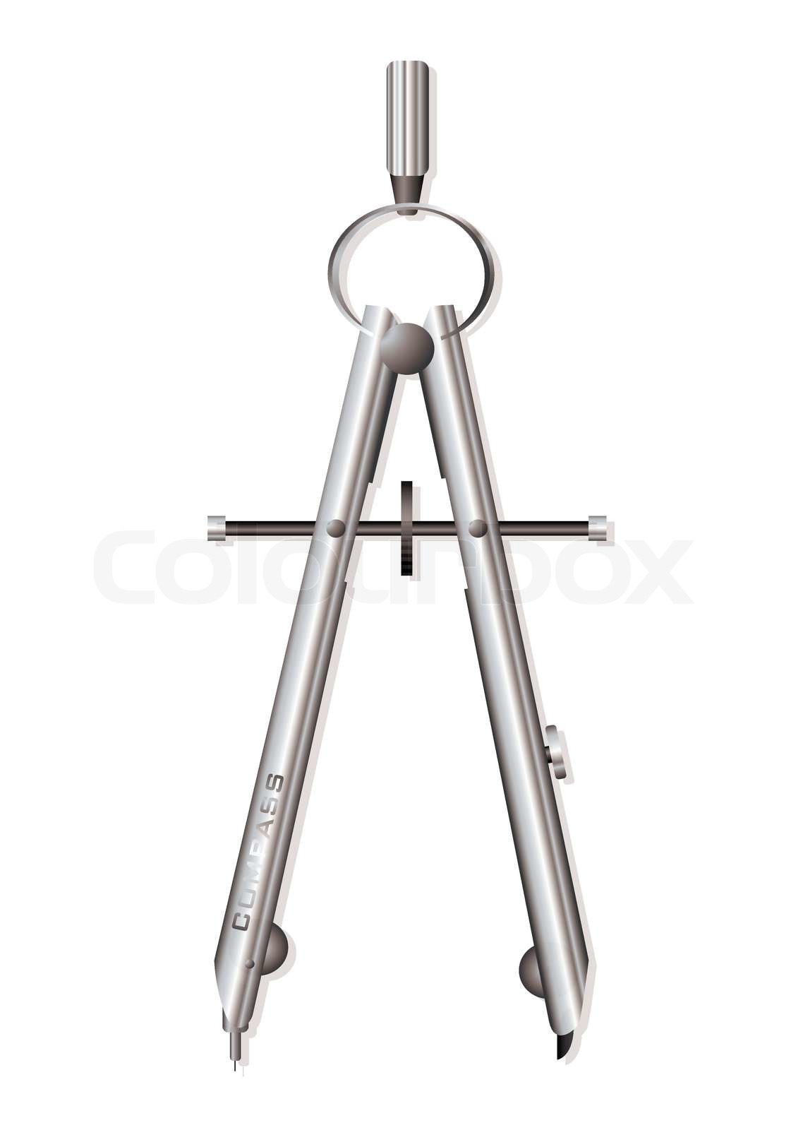 Metal silver architects drawing compass for circles and angles | Stock ...