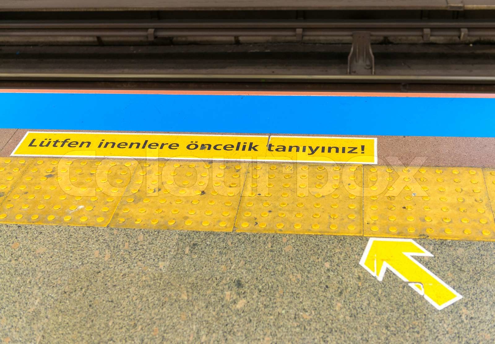 Subway warning sign in Istanbul city station | Stock image | Colourbox