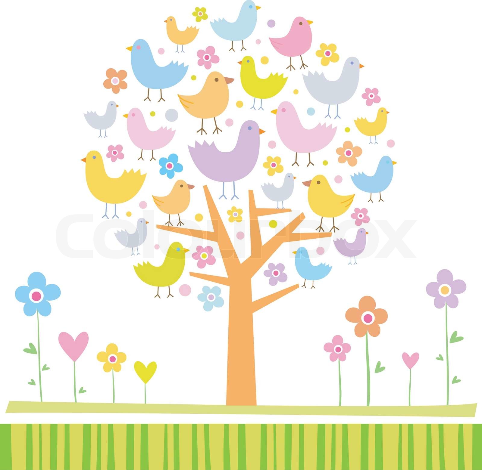 Birds on a tree | Stock vector | Colourbox