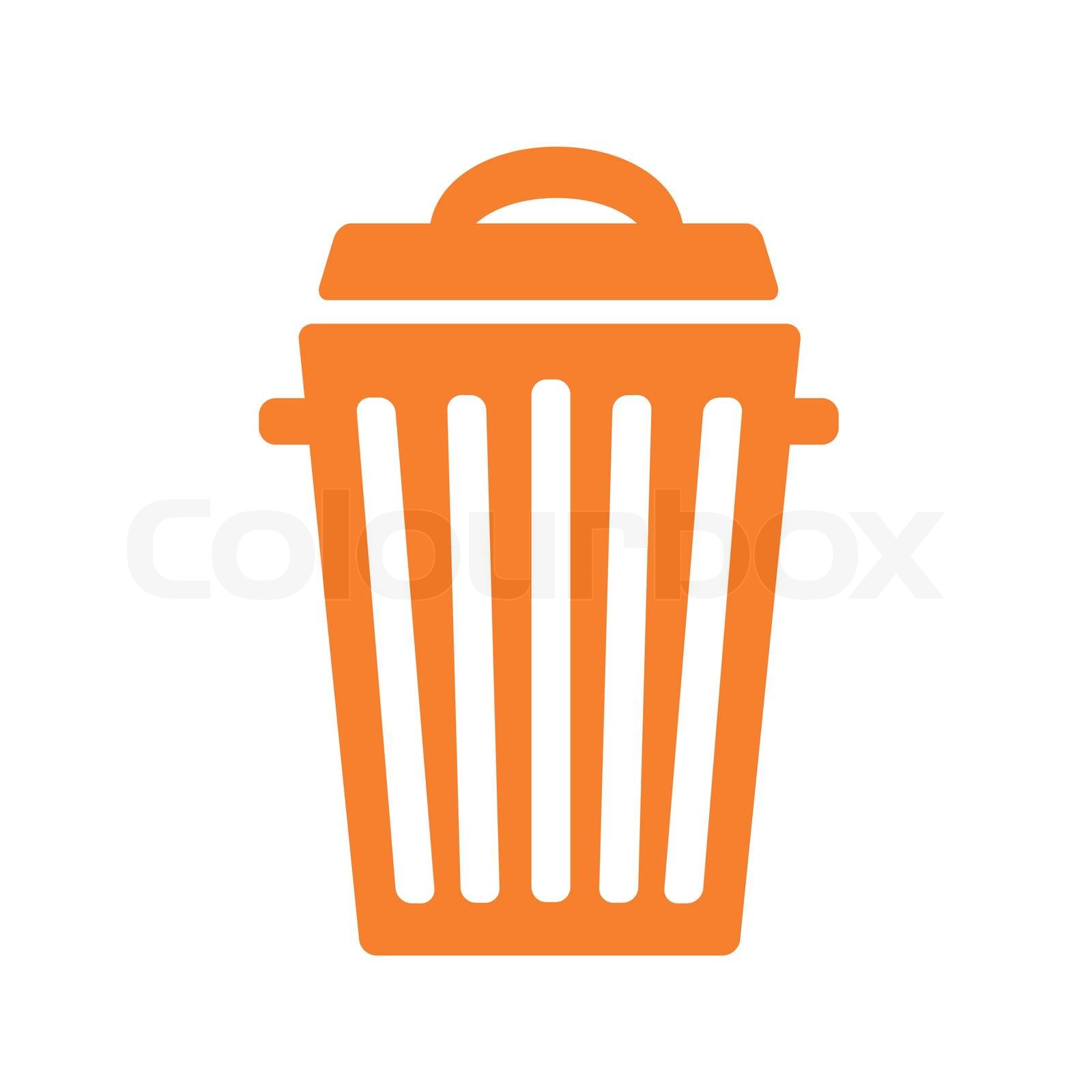 Trash can icon in orange | Stock vector | Colourbox