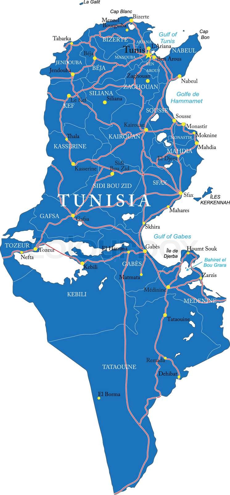 Tunisia map | Stock vector | Colourbox