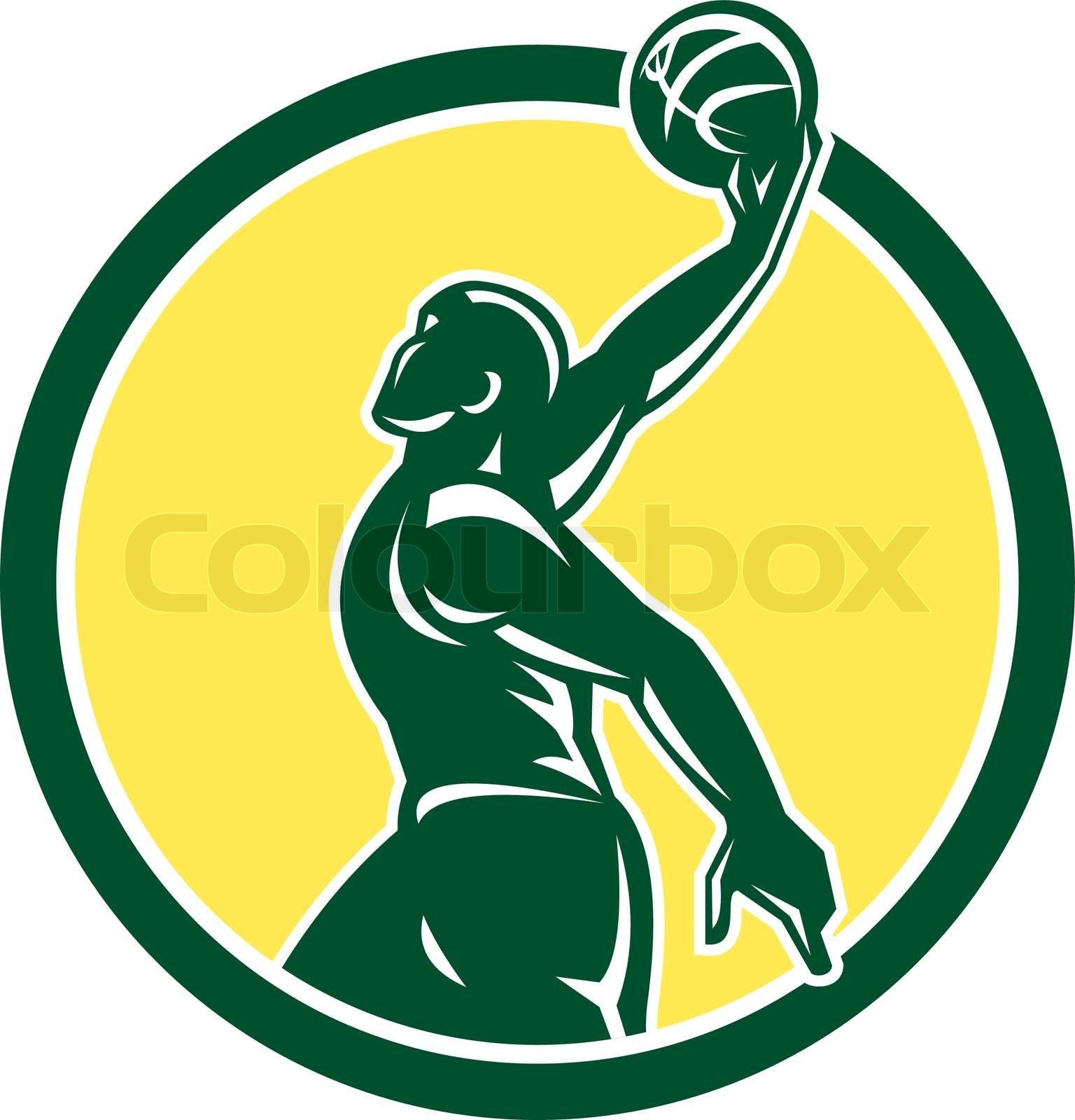 Basketball Player Dunk Ball Circle Retro | Stock vector | Colourbox