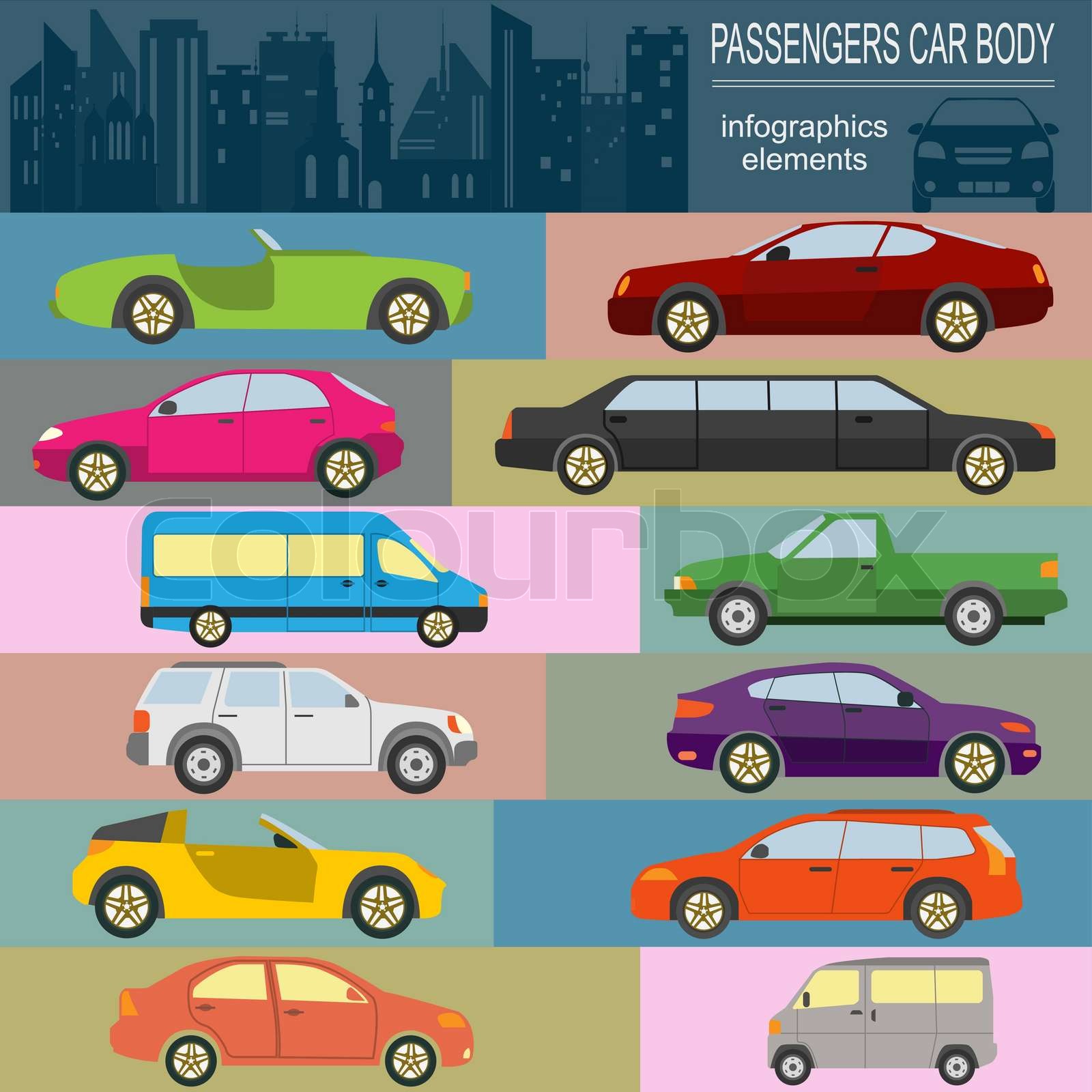Passenger car, transportation infographics | Stock vector | Colourbox