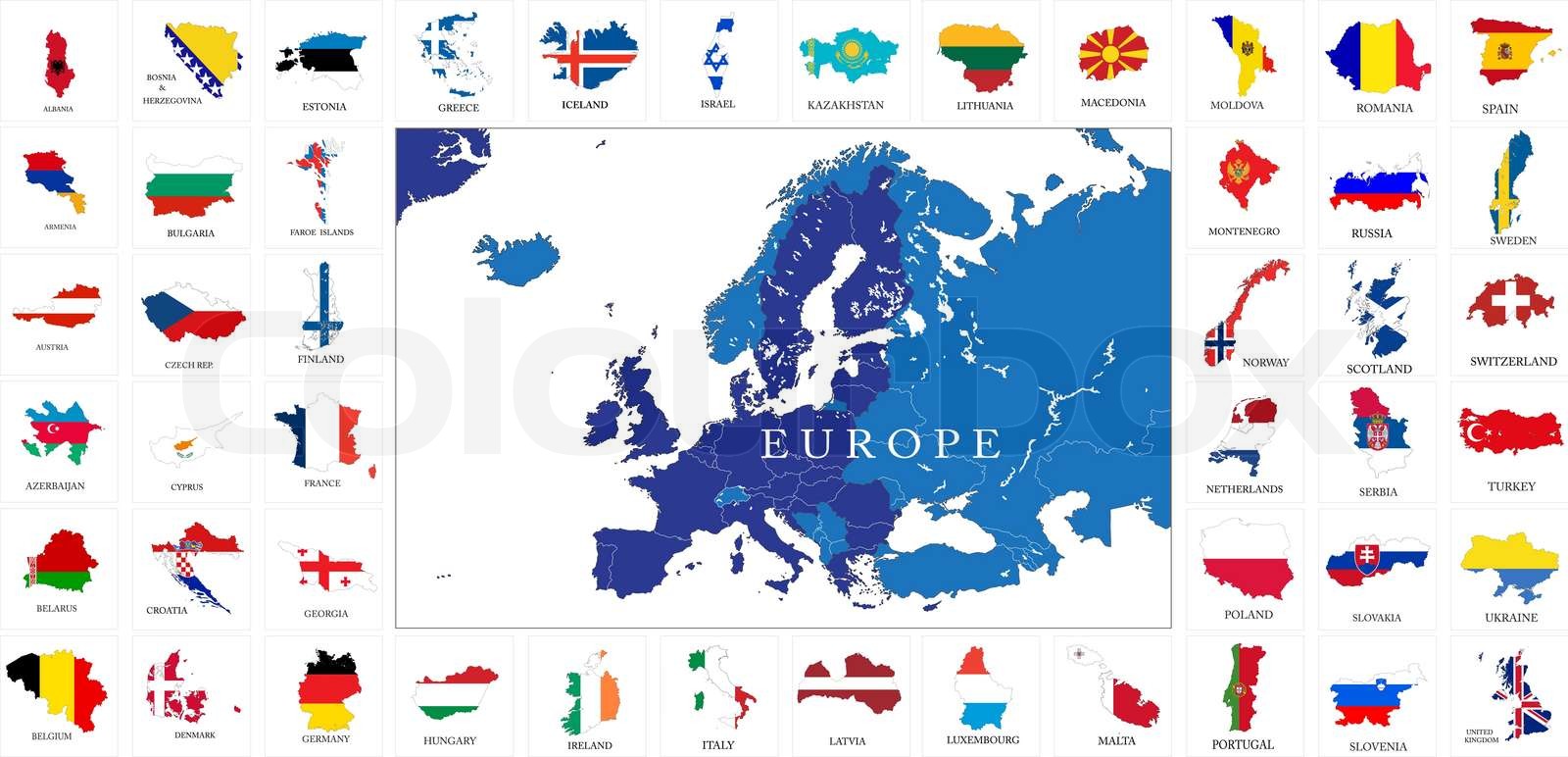 Europe countries flag maps | Stock vector | Colourbox
