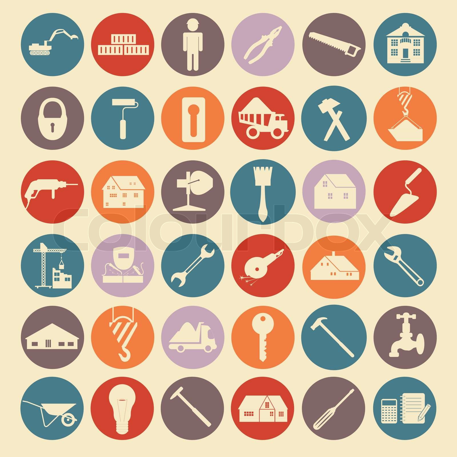 Set of house repair tools icons. | Stock vector | Colourbox