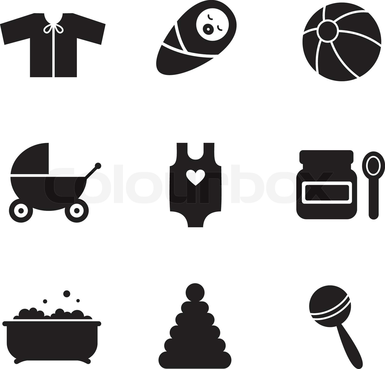 New born baby icons | Stock vector | Colourbox