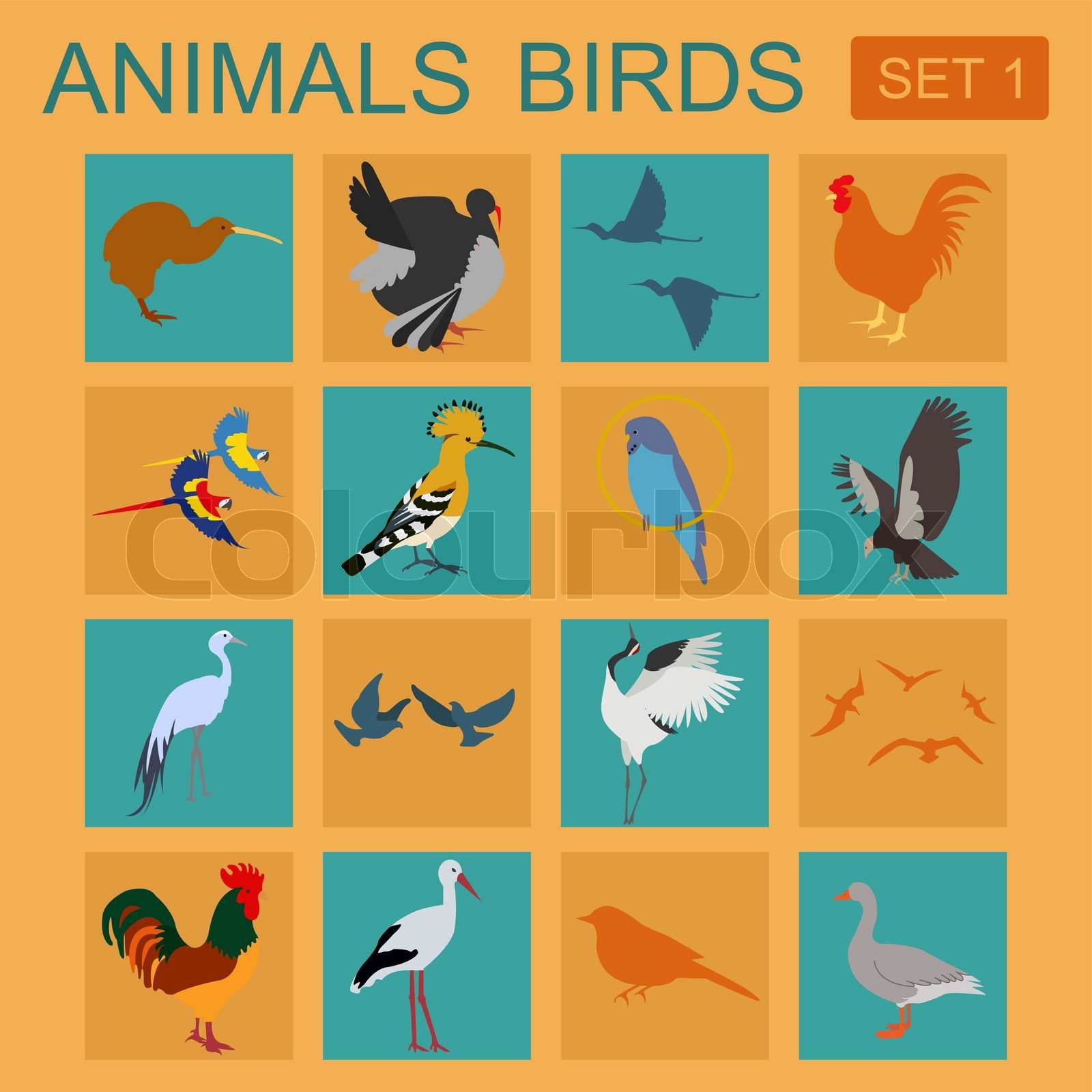 Birds icon set. Vector flat style. Vector illustration | Stock vector ...