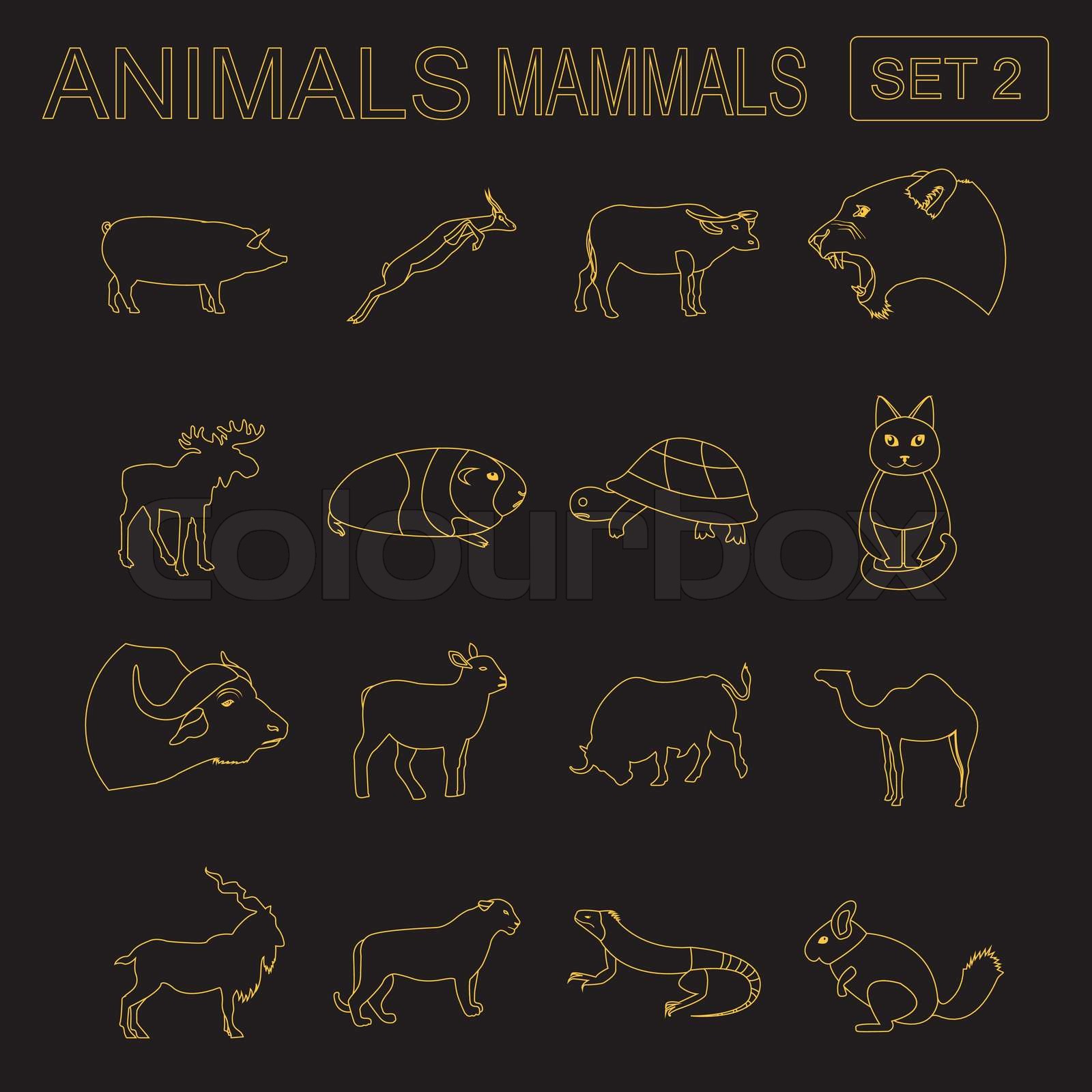 Animals mammals icon set. Vector flat style | Stock vector | Colourbox