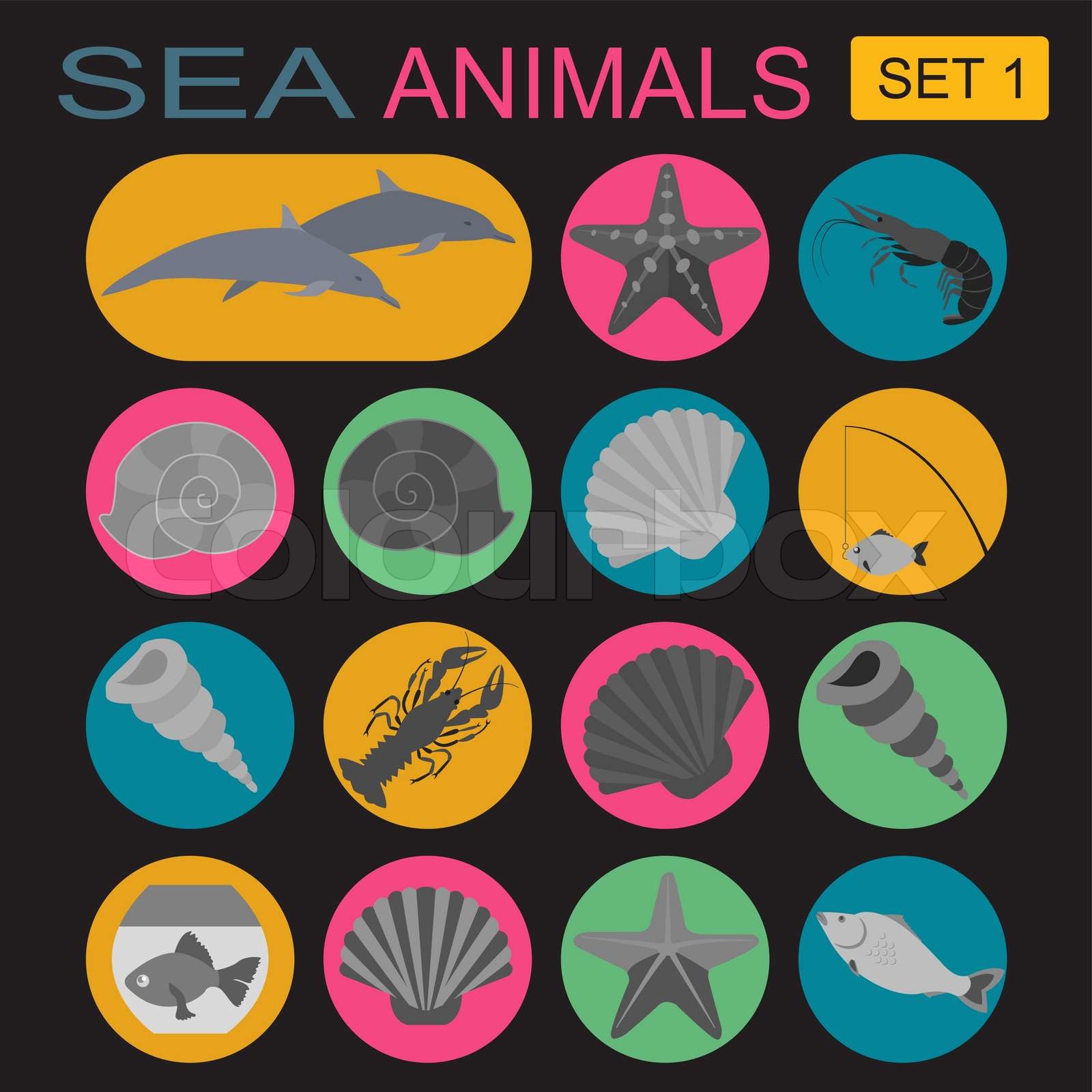 Sea animals icon | Stock vector | Colourbox