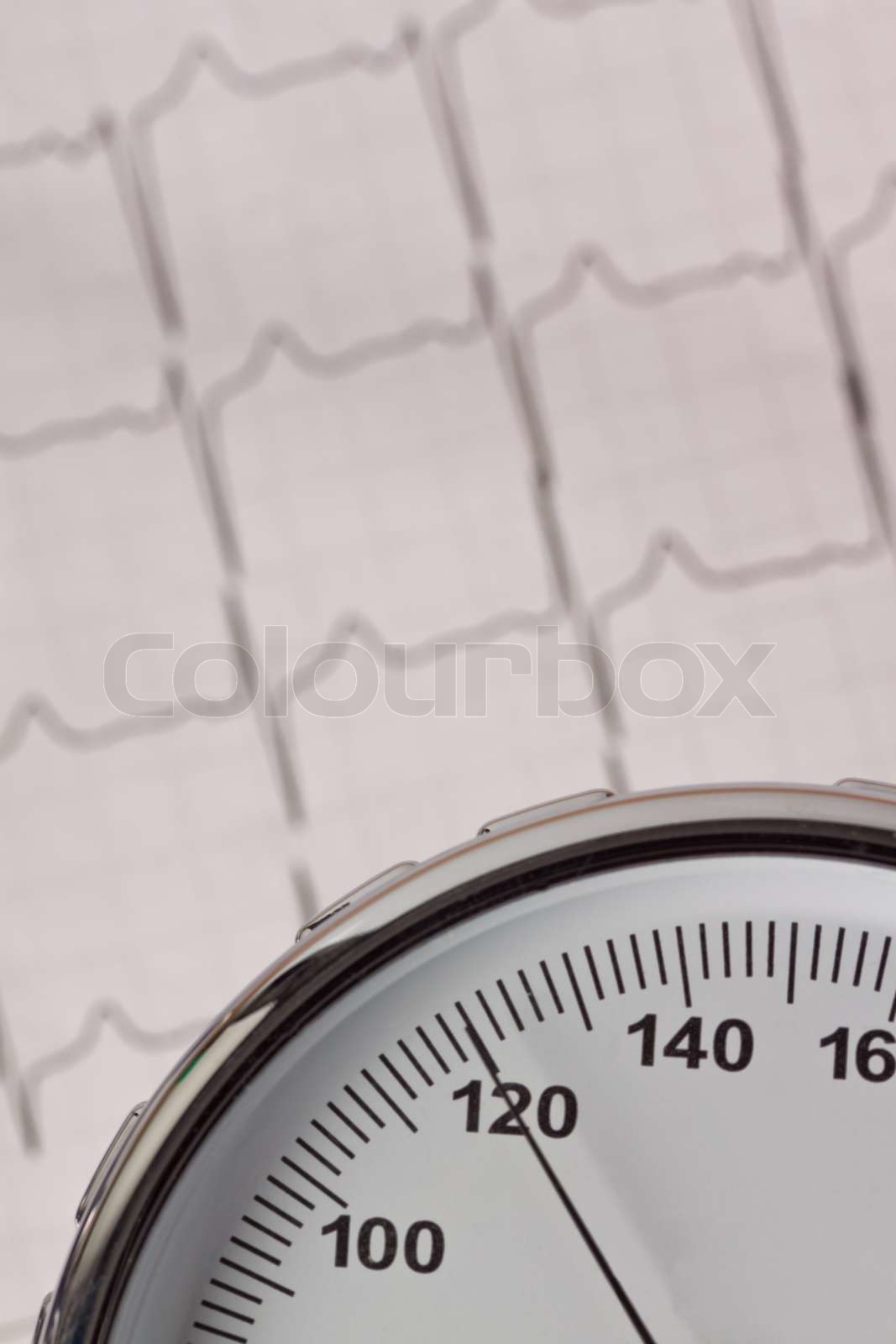 Blood pressure measurement and ECG curve. Sickness caused by high blood ...